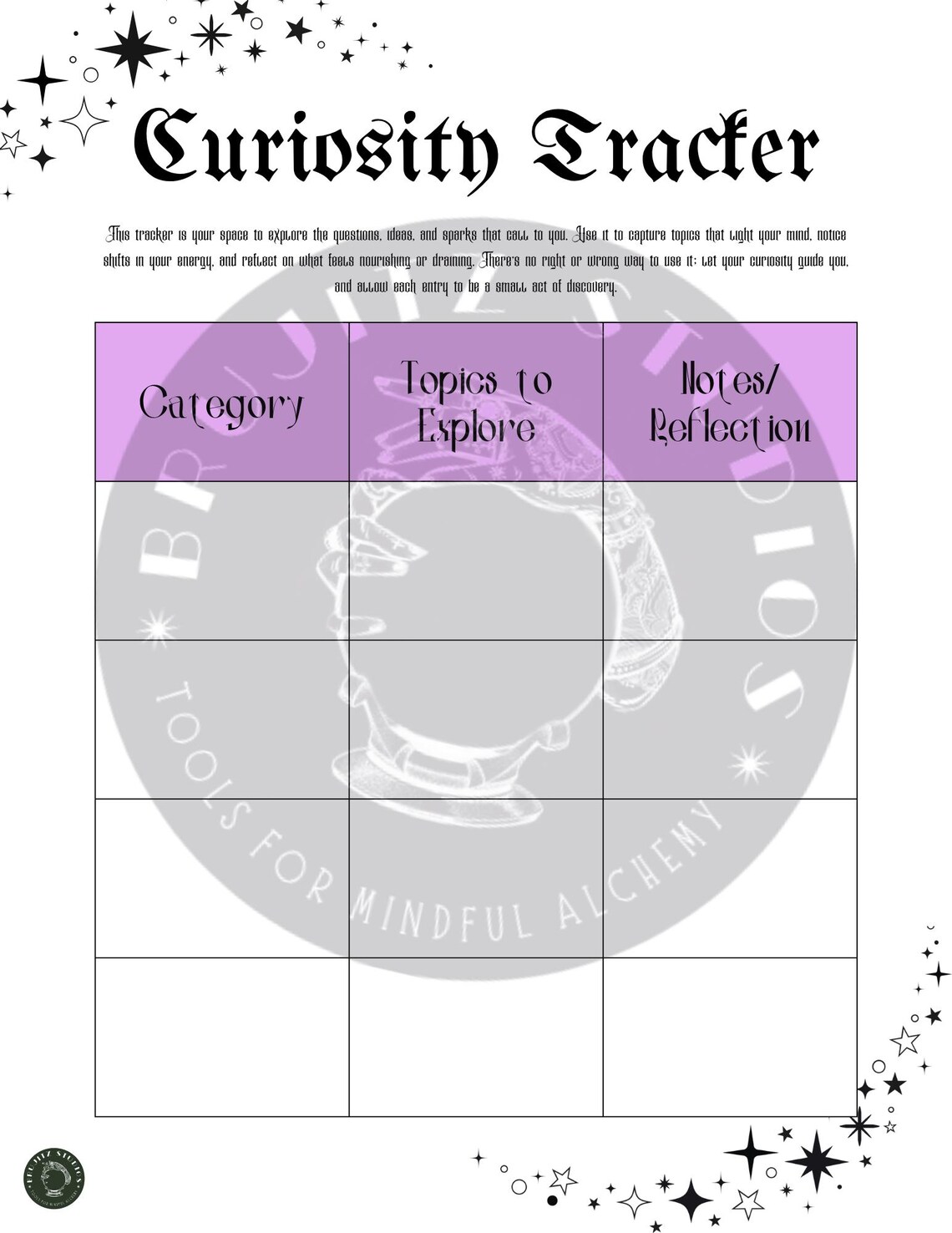 Cabinet of Curiosities | Printable Mindfulness Worksheet | Energy ...