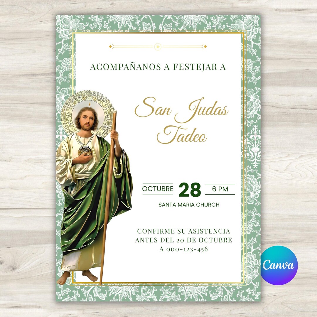 Saint Jude Thaddeus Invitation, St Jude Thaddeus Birthday Invitation ...