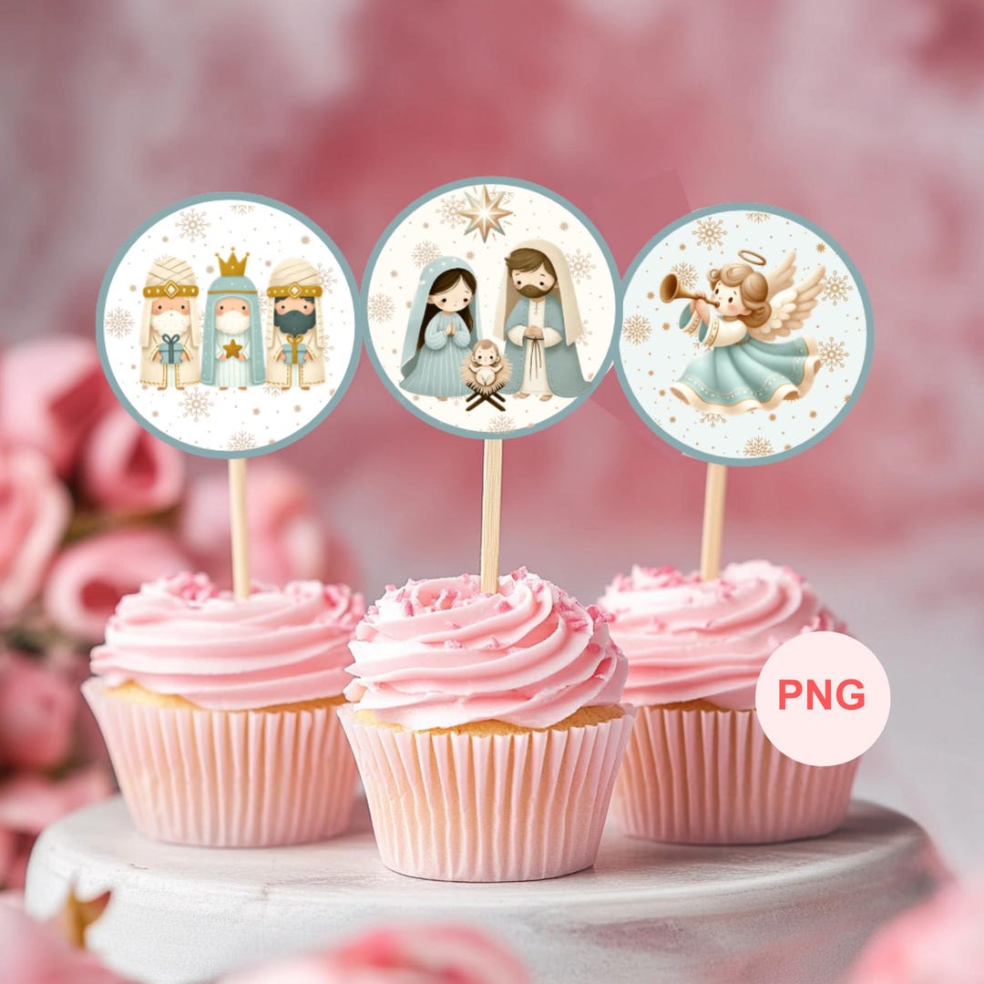 Christmas Nativity Cupcake Topper, Printable Nativity Cupcake Topper ...