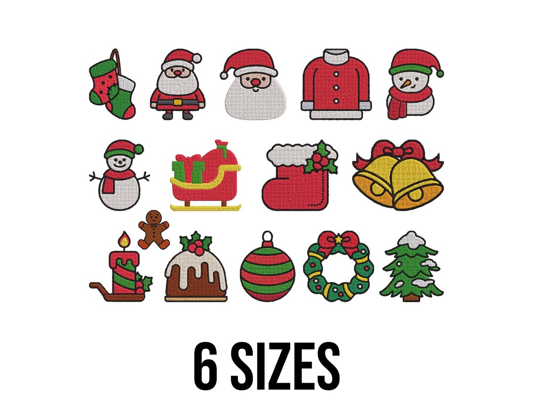 Mini Merry Christmas Set Embroidery Design - Holiday Santa Claus Gift ...