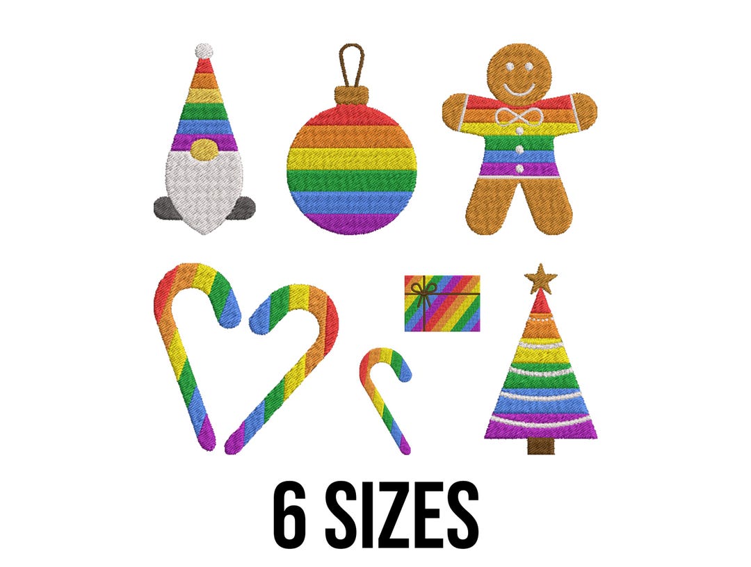 Christmas Pride Gay Embroidery Design - LGBT Pride Holiday Embroidery ...