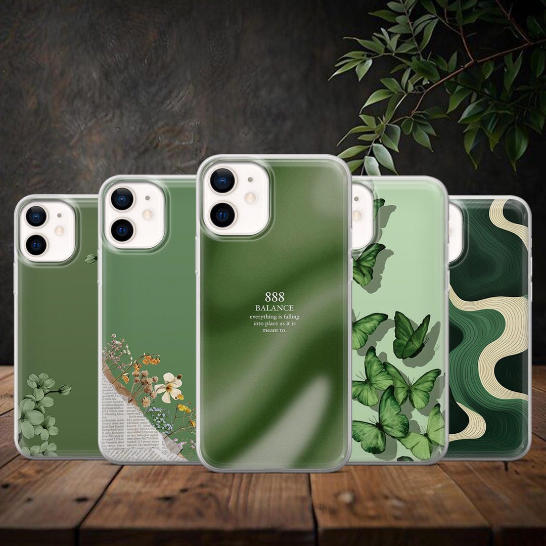 Sage Green Phone Case Simple Floral Cover for iPhone 17, 17pro, 16, 15 ...