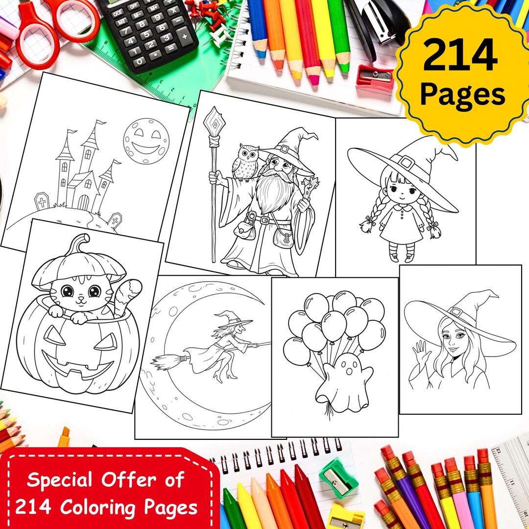214 Halloween Coloring Pages, Kids & Adults Printable Book, Ghost ...