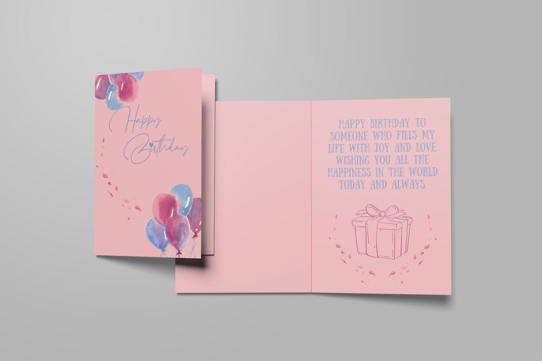 Blush Pink Birthday Card Template | Printable Birthday Card ...