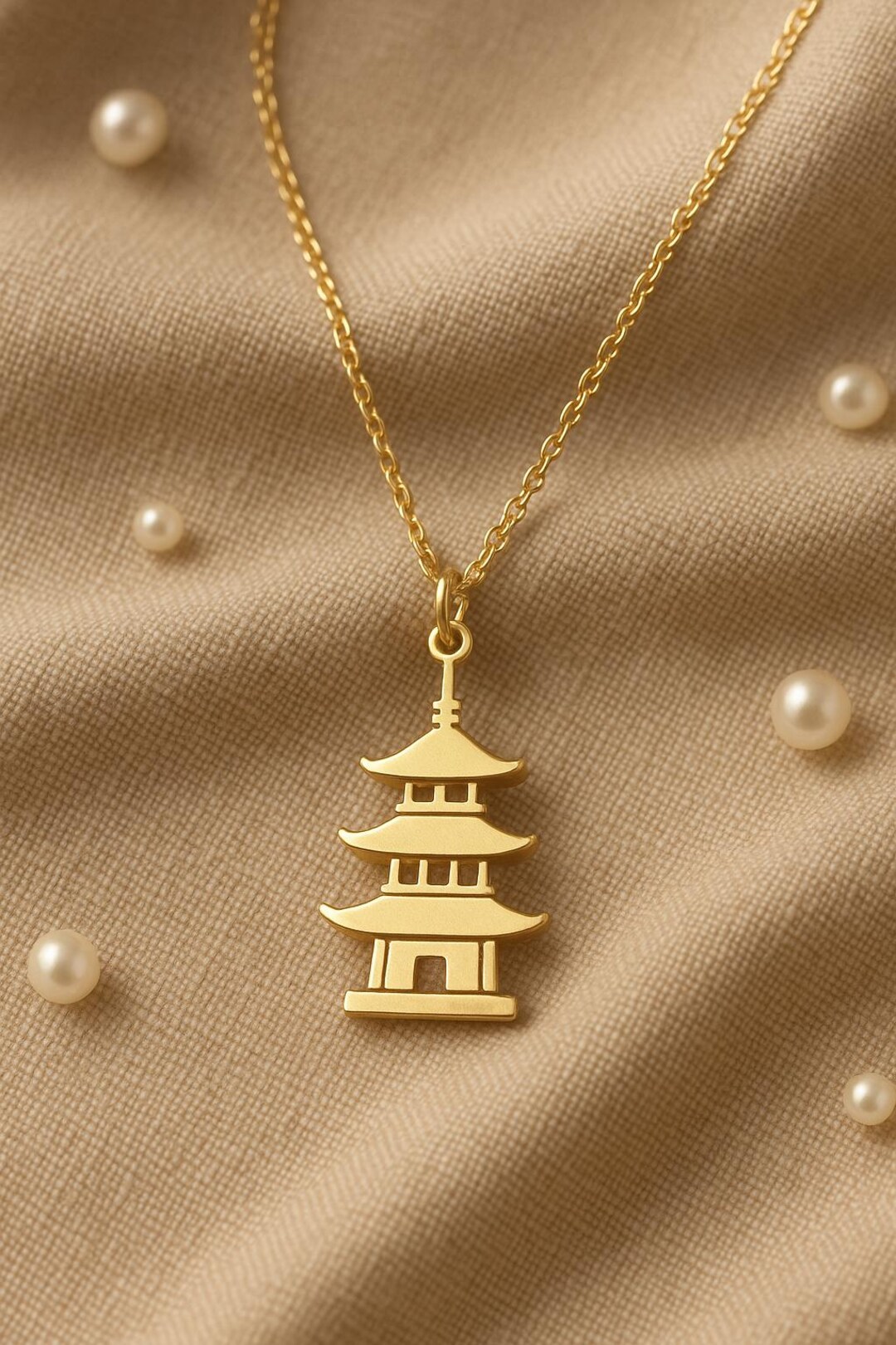 Pagoda Necklace Sterling Silver | Japanese Temple Pendant | Zen ...