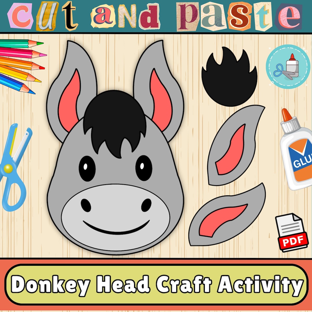 Donkey Head Craft Template | Farm Animal Bulletin Board Craft | Cut ...