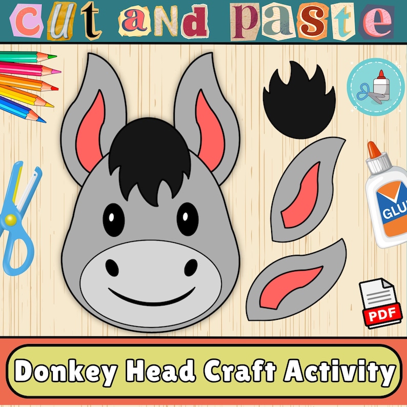 Donkey Head Craft Template | Farm Animal Bulletin Board Craft | Cut ...