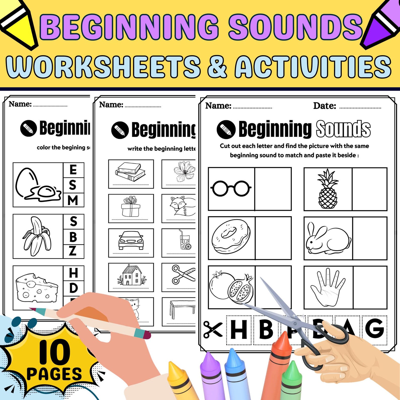Phonics Beginning Sounds Worksheets | Letter Sound Practice Activities ...