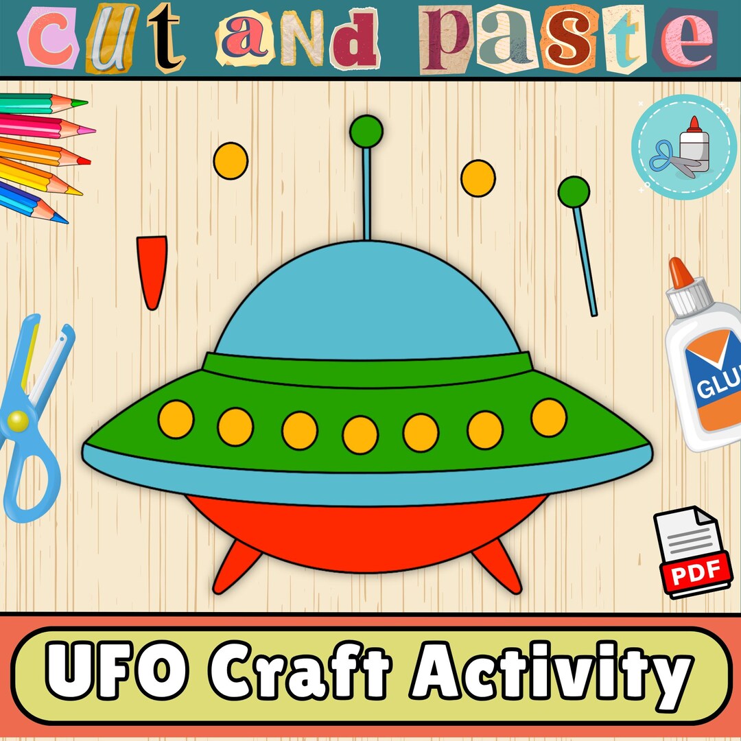 UFO Craft Template | Cut and Paste Activity for Kids (PDF) - Etsy