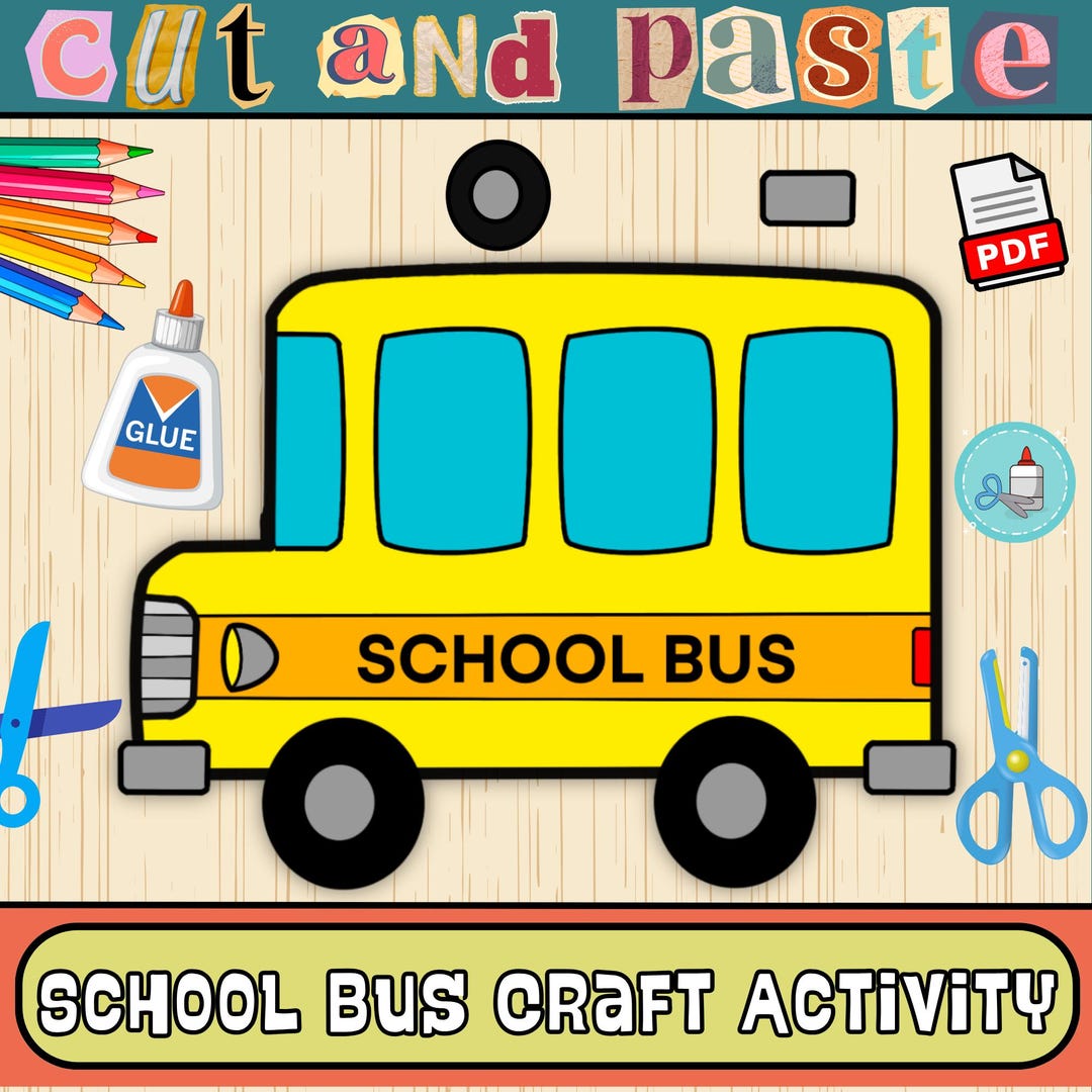 School Bus Craft Template | Cut & Paste Activity (PDF) - Etsy