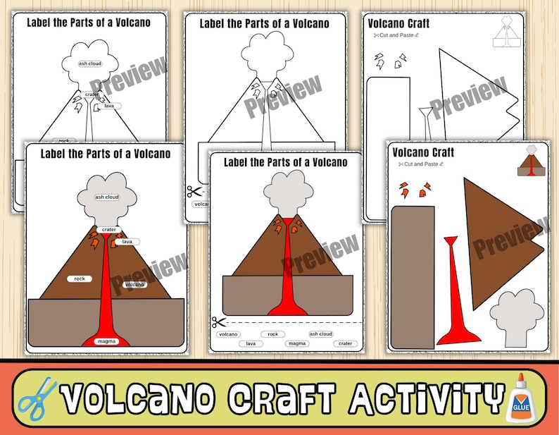 Volcano Craft Template | Label the Parts of a Volcano | Landforms and ...
