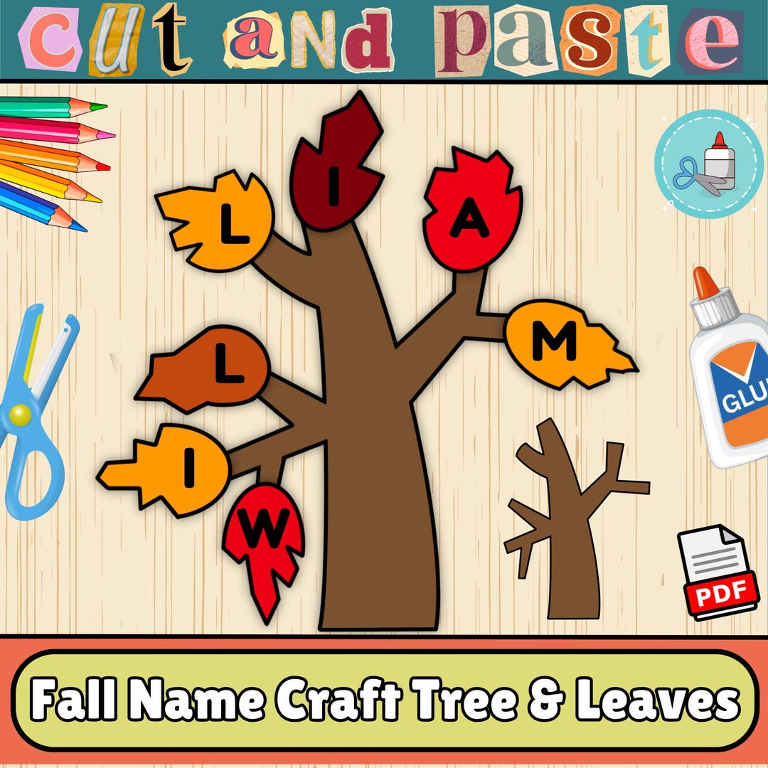 Fall Name Craft Tree and Leaves-fall Activities-autumn Craft Activity ...
