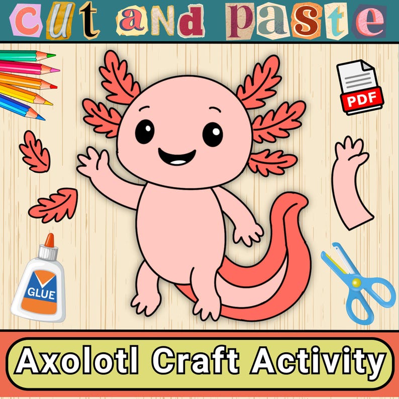 Axolotl Craft Template | Ocean Animals Bulletin Board Craft | Cut and ...