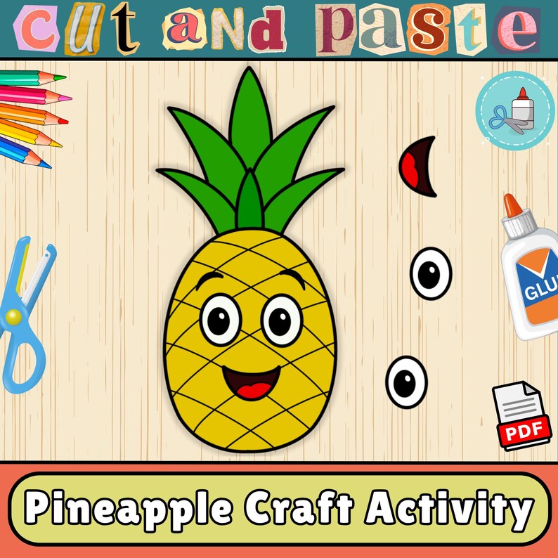 Pineapple Craft Activity | Summer Bulletin Board Cut & Paste (PDF ...