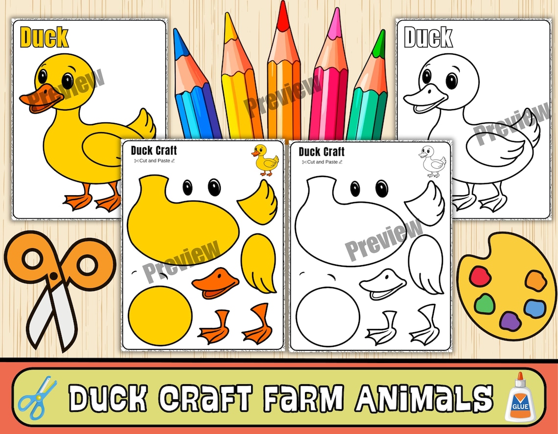 Duck Craft Template | Farm Animals Bulletin Board Theme Craft ...
