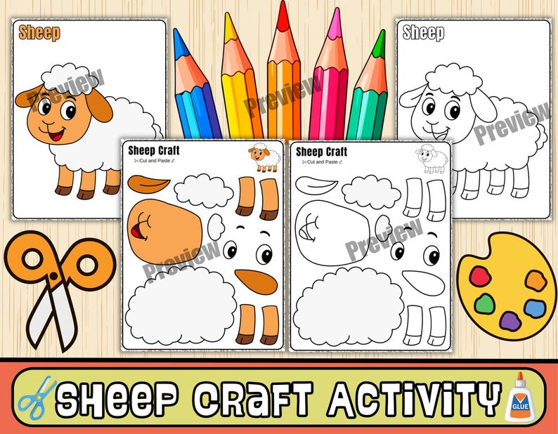 Sheep Craft Template | Farm Animal Bulletin Board Craft | Cut & Paste ...