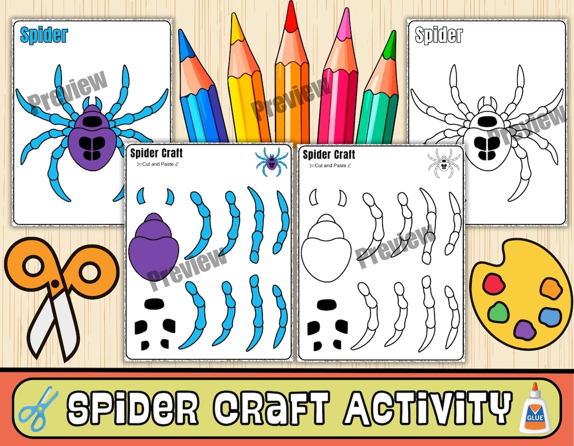 Spider Craft Template – Bulletin Board Spider Crafts for Kids | Insects ...