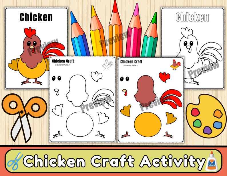 Chicken Craft Template | Farm Animal Bulletin Board Craft | Cut and ...
