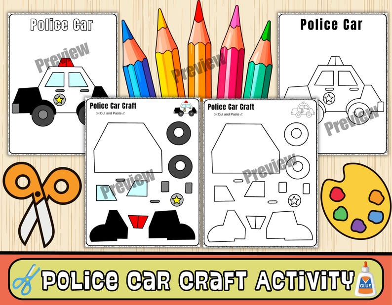 Police Car Craft Template | Transportation Bulletin Board Craft | Cut ...