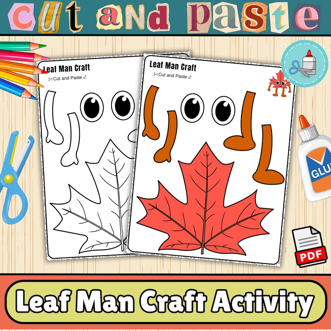 Fall Leaf Man Craft Template-fall Activities-autumn Craft Activity, Cut ...