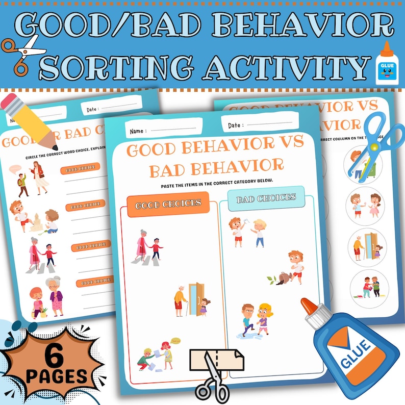 Good and Bad Behavior Sorting Activity: Cut & Paste (PDF) - Etsy