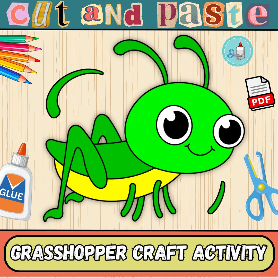 Grasshopper Craft Template | Spring Bulletin Board Craft | Cut & Paste ...