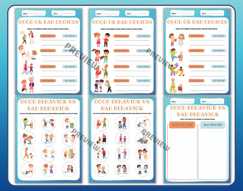Good and Bad Behavior Sorting Activity: Cut & Paste (PDF) - Etsy