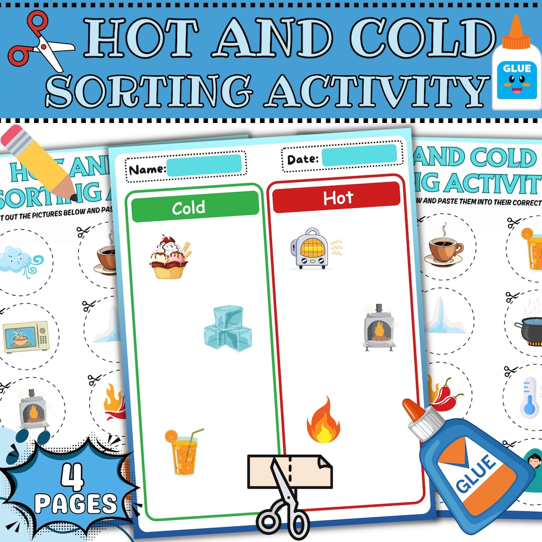 Hot and Cold Sorting Activity | Temperature Cut & Paste Worksheets for ...