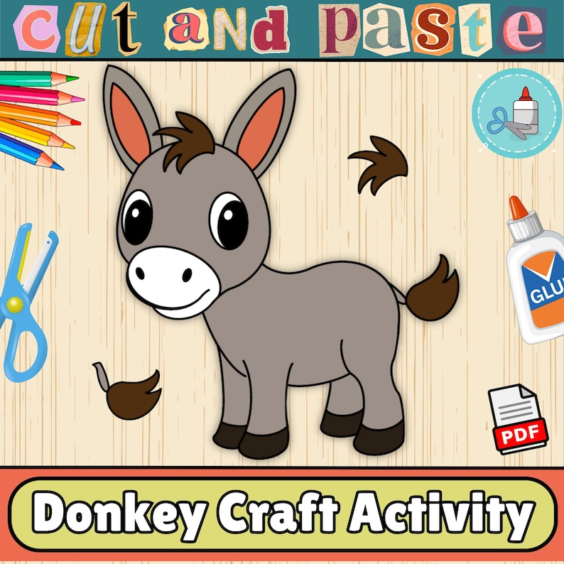 Donkey Craft Template | Farm Animal Bulletin Board Craft | Cut and ...