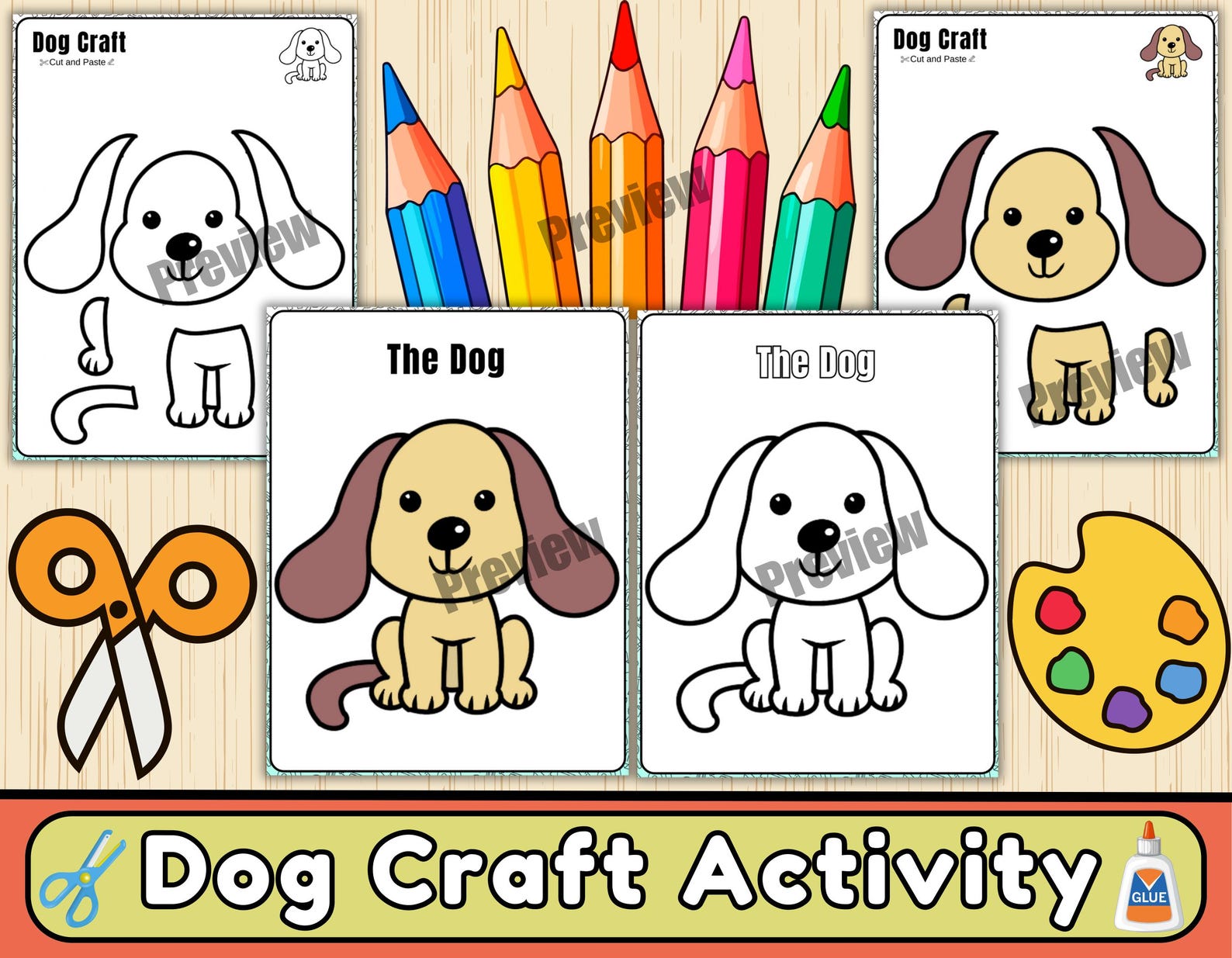 Dog Craft Template | Pet & Farm Animal Bulletin Board Craft | Cut and ...