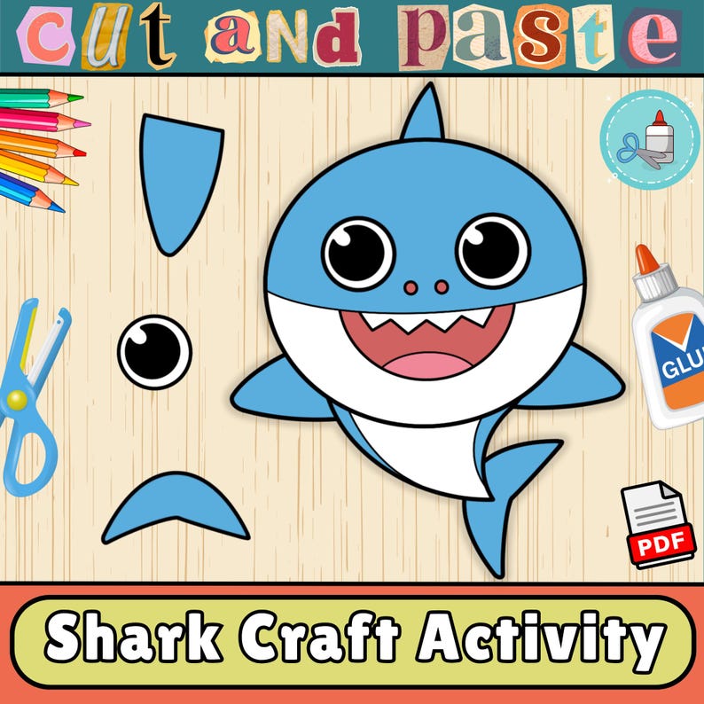 Shark Craft Template-ocean Animals Bulletin Board Craft-summer Cut and ...