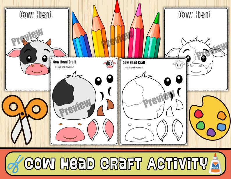 Cow Head Craft Template | Farm Animal Bulletin Board Craft | Cut ...