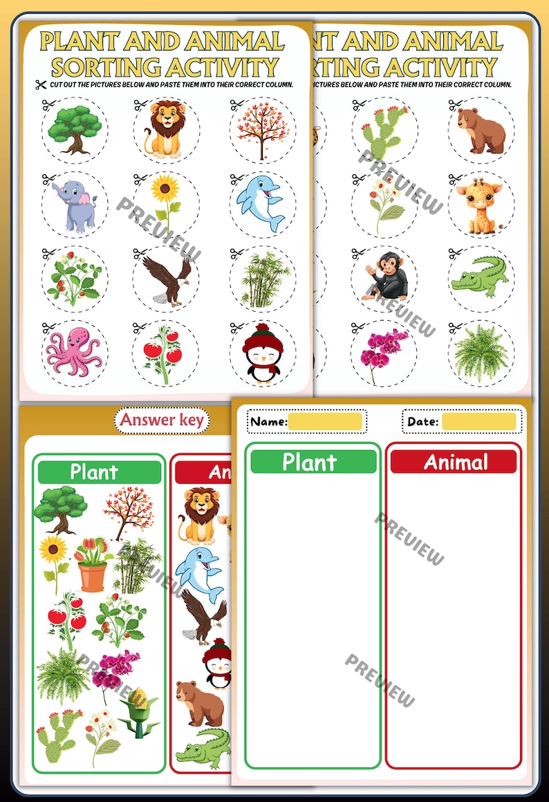 Plant Vs Animal Sorting Activity: Cut & Paste Worksheet (digital ...