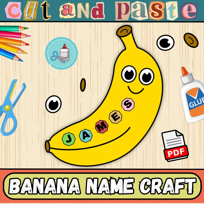 Banana Name Craft Template | Back to School Bulletin Board Craft | Cut ...