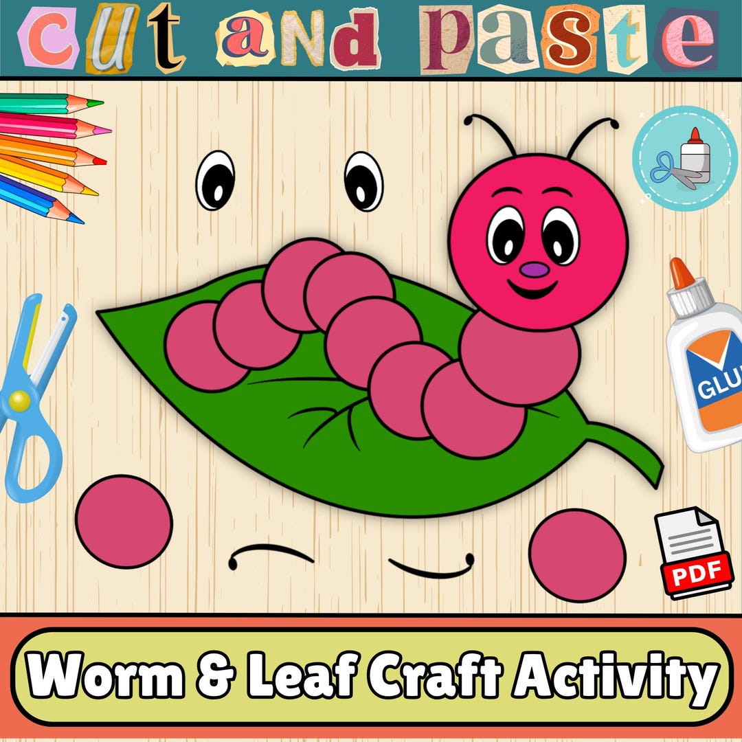 Worm and Leaf Craft Template | Spring Insect Bulletin Board Craft | Cut ...