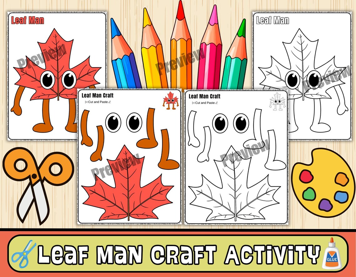 Fall Leaf Man Craft Template-fall Activities-autumn Craft Activity, Cut ...
