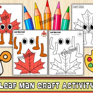 Fall Leaf Man Craft Template-fall Activities-autumn Craft Activity, Cut ...