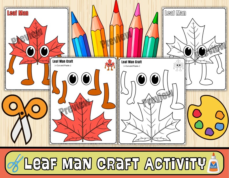 Fall Leaf Man Craft Template-fall Activities-autumn Craft Activity, Cut ...