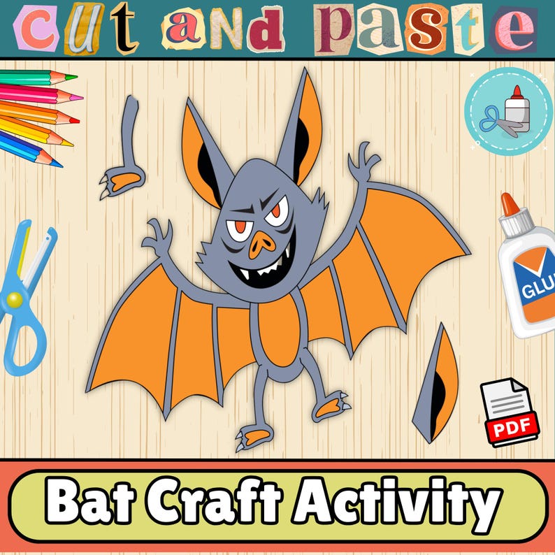 Printable Bat Craft Template | Fall Bulletin Board Craft | Cut & Paste ...