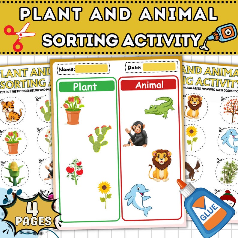 Plant Vs Animal Sorting Activity: Cut & Paste Worksheet (digital ...
