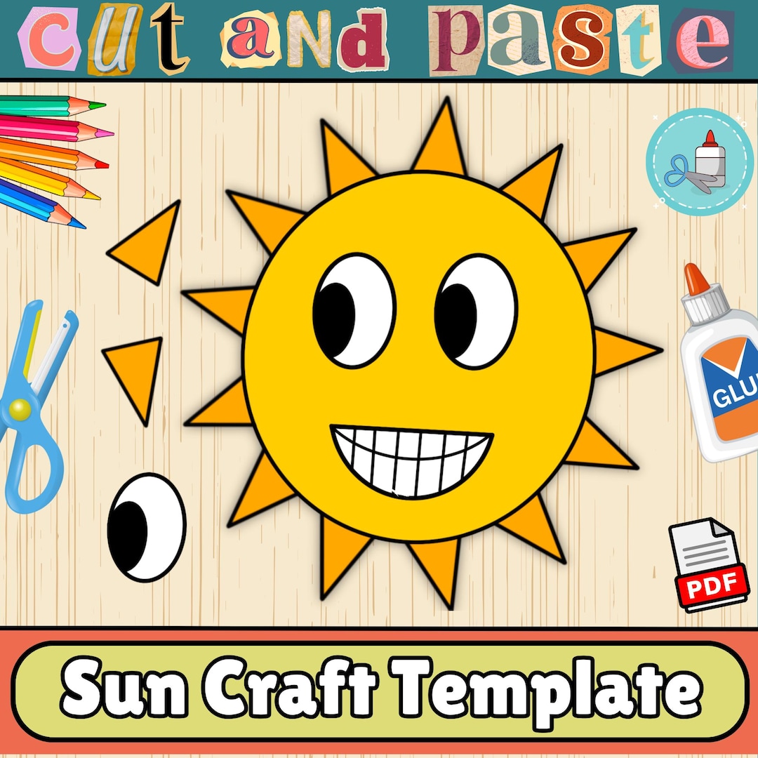 Sun Craft Template: Preschool Kindergarten Cut and Paste Activity (PDF ...