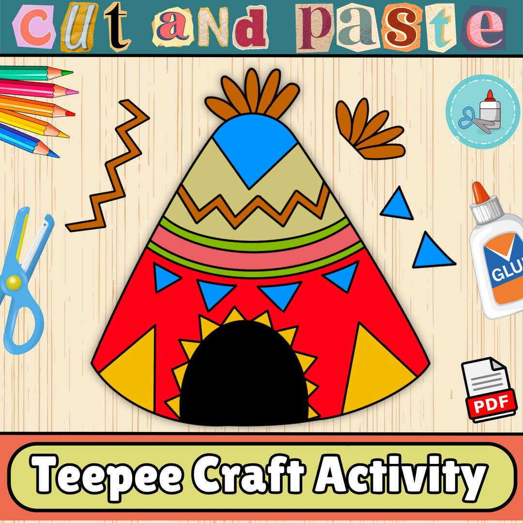 Teepee Craft Template | Native American Day Craft Activity | Cut and ...