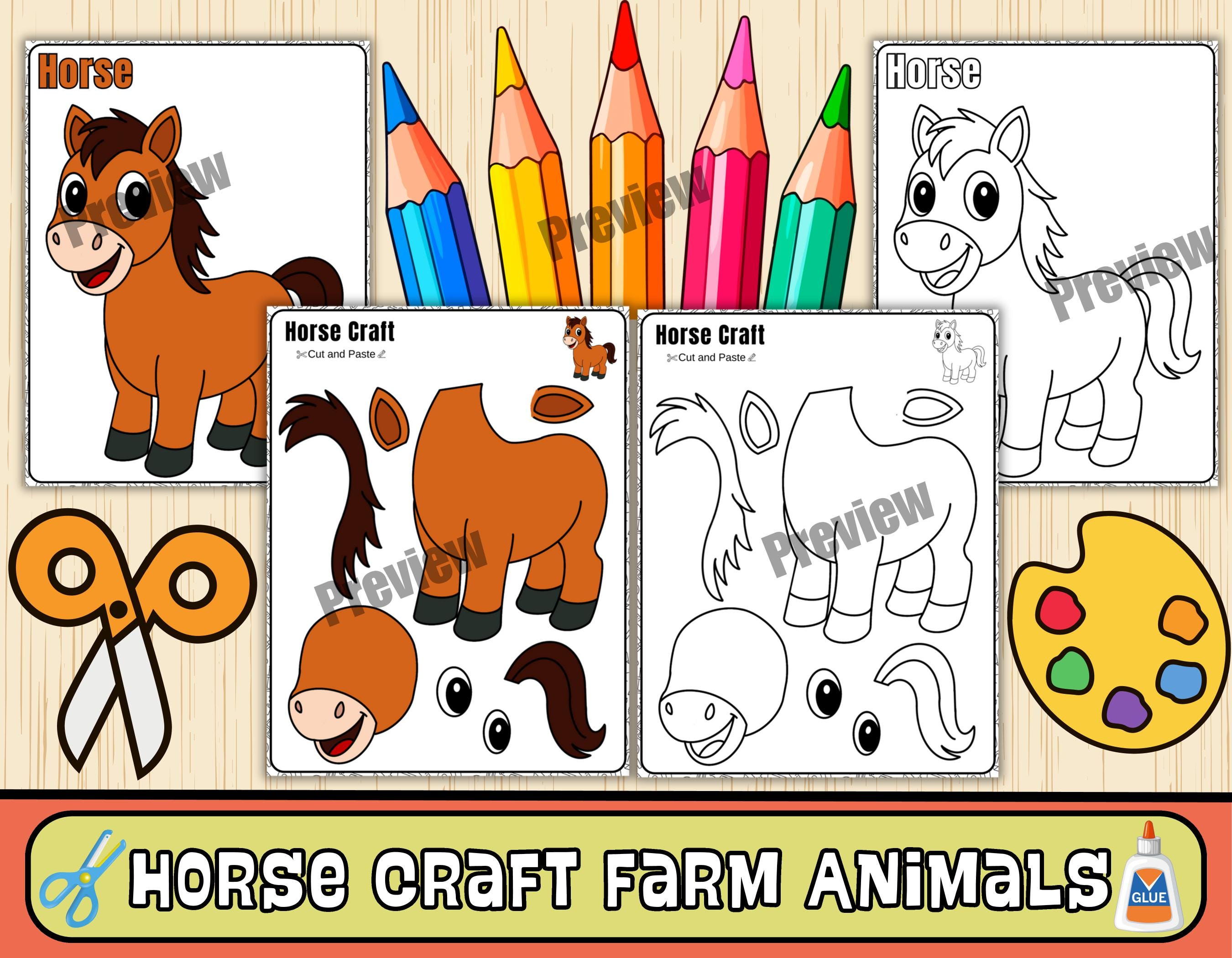 Horse Craft Template: Farm Animal Cut & Paste Activity (PDF Pattern) - Etsy