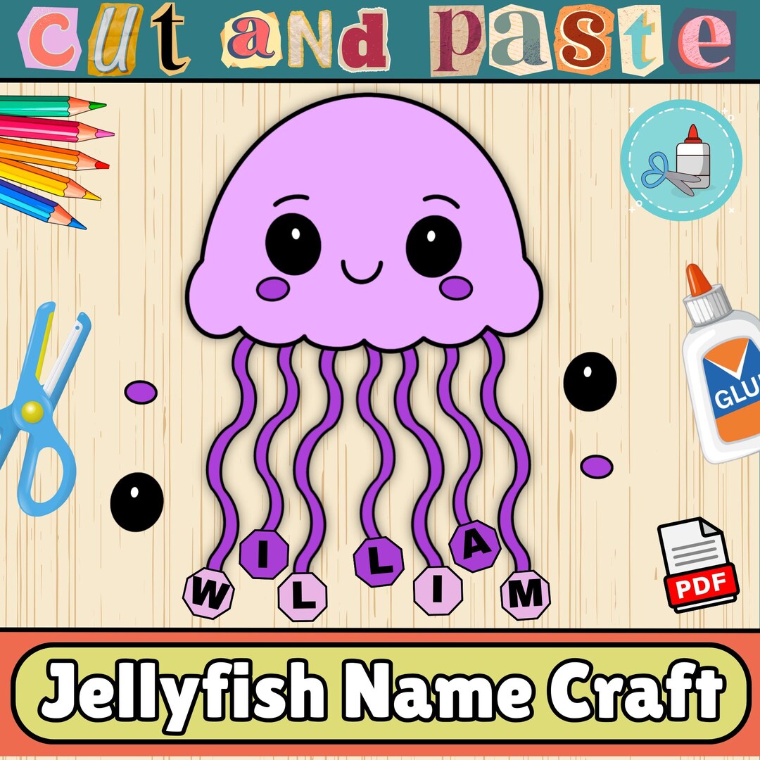 Jellyfish Name Craft Template | Ocean Animals Sea Craft Activity| Cut ...