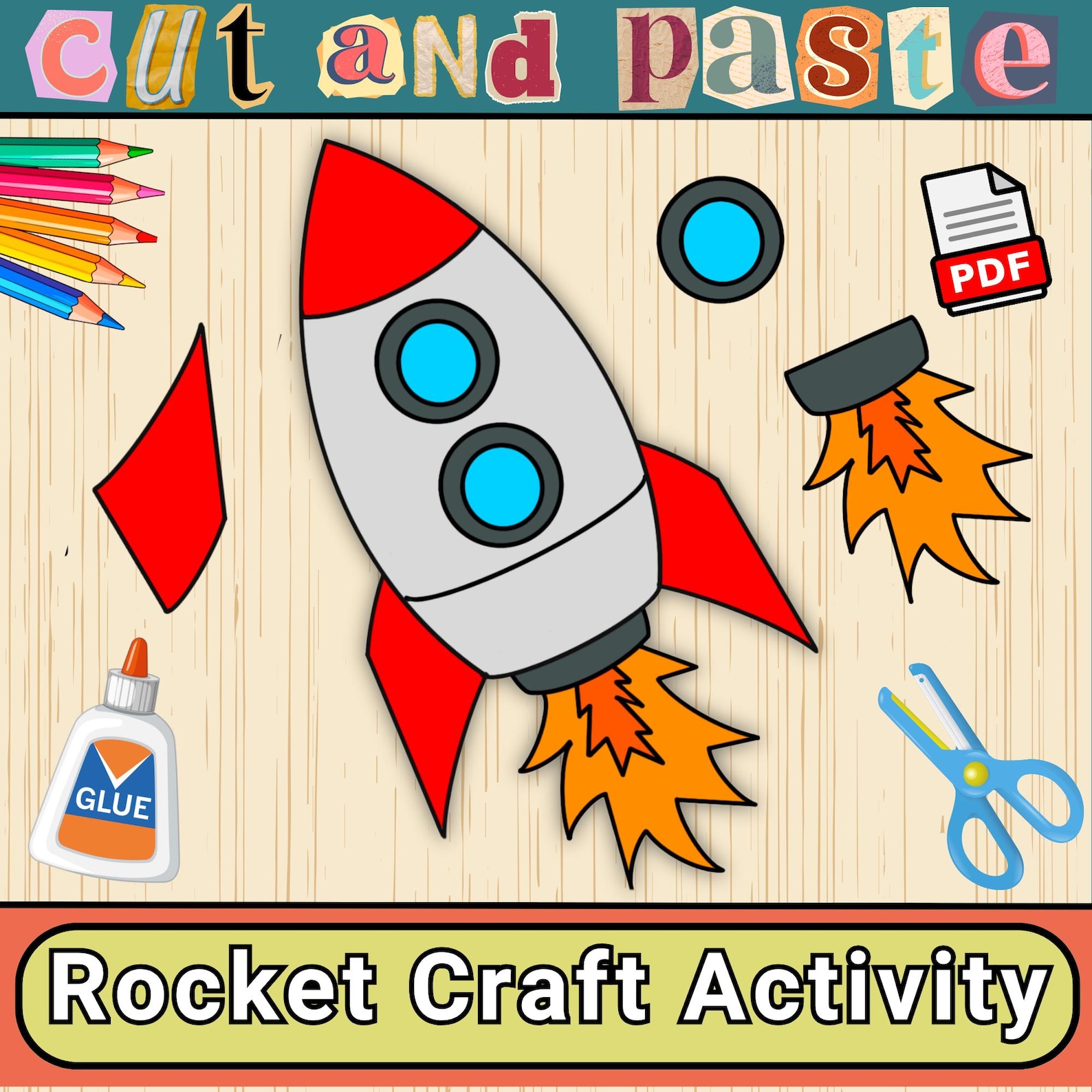 Rocket Craft Template | Outer Space Bulletin Board Craft | Cut and ...