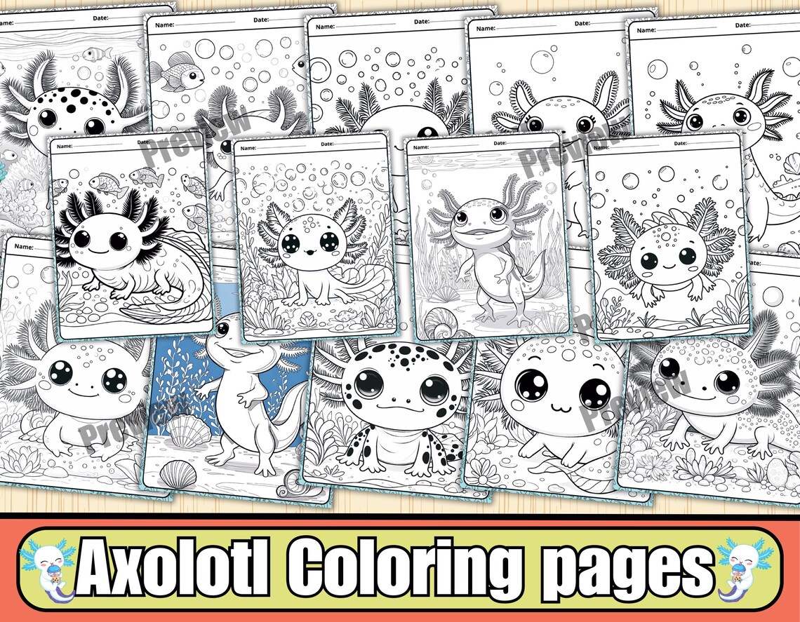 Axolotl Coloring Pages | 15 Salamander Sheets for Kids | Ocean Animal ...