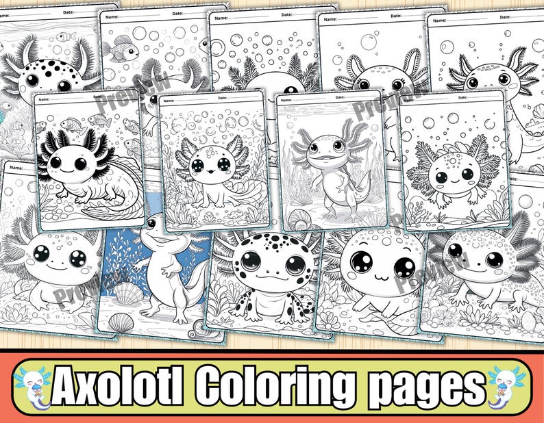 Axolotl Coloring Pages | 15 Axolotl Salamanders Coloring Sheets | Ocean ...