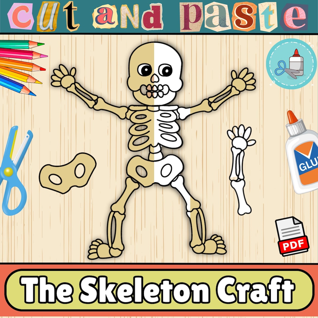 Printable Skeleton Craft Template | October Bulletin Board Kindergarten ...