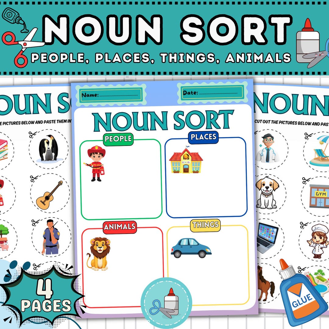 Noun Sort Activity: Cut & Paste Worksheets (PDF) - Etsy