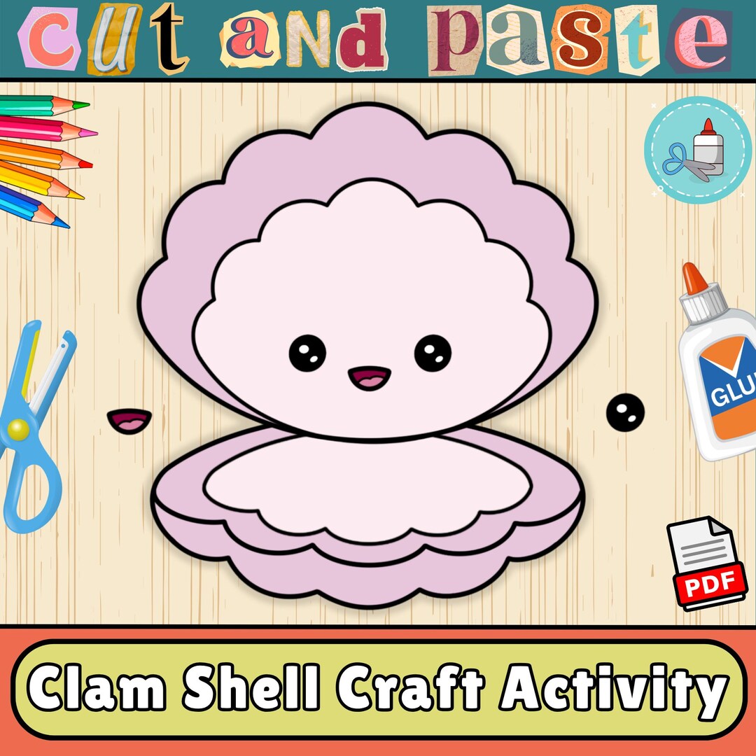 Clam Shell Craft Template-ocean Animals Bulletin Board Craft-summer Cut ...